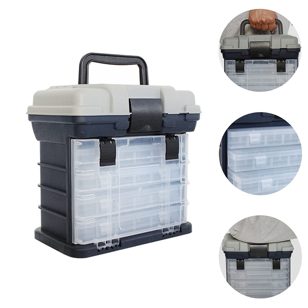Wakauto 1pc Box fishing box fishing tool storage suitcase for kids fishing lure case plastic toolbox suitcases for kids Four-Layer Tool Case Sewing kit handheld child abs compound