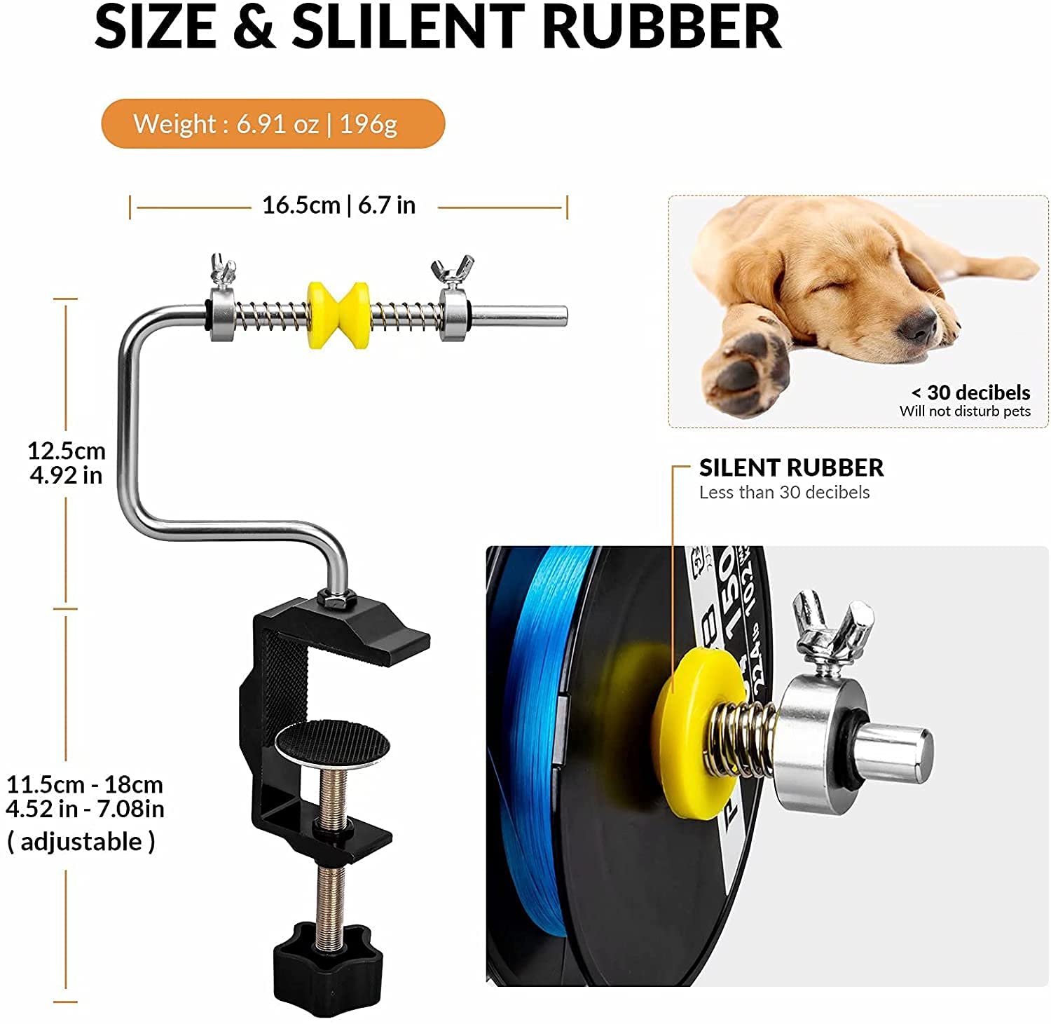 THKFISH Fishing Line Spooler Fishing Line Winder Spooler Fishing Accessories Adjustable Stable Portable Fishing Line Spooler with Clamp B-Long Line Spooler + C-Line Remover