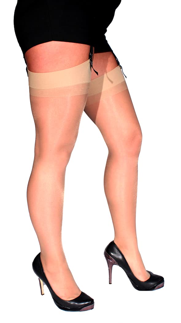 Trasparenze Sara All Sheer Stockings with Signature Logo - Made in Italy (Black, Large)