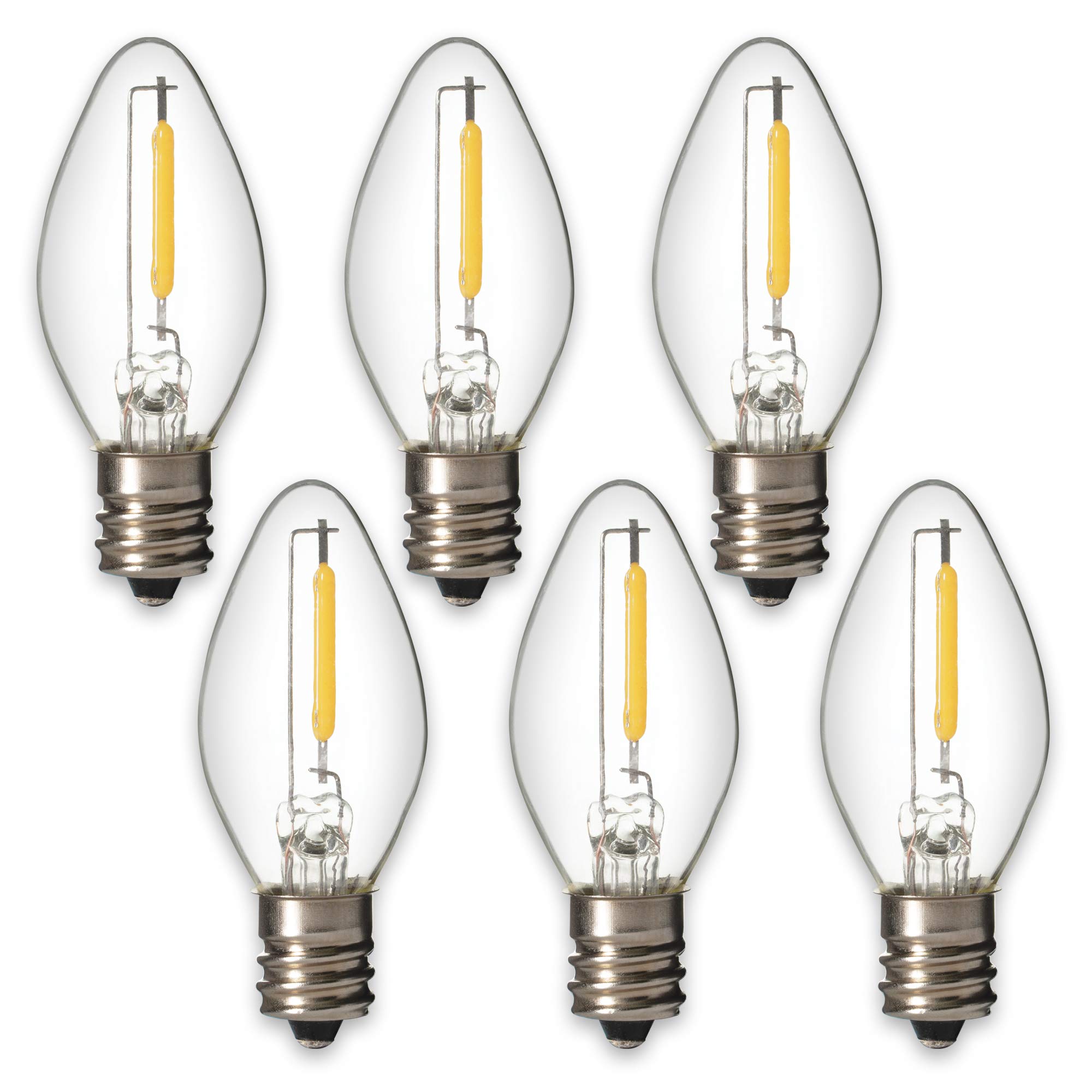 Sunbeam 16910 5.5W LED Soft White 3000K 0.4W - 8W Equivalent, 15000 Hours, 40 Lumens, Candelabra Base, C7 Light Bulb 6-Pack