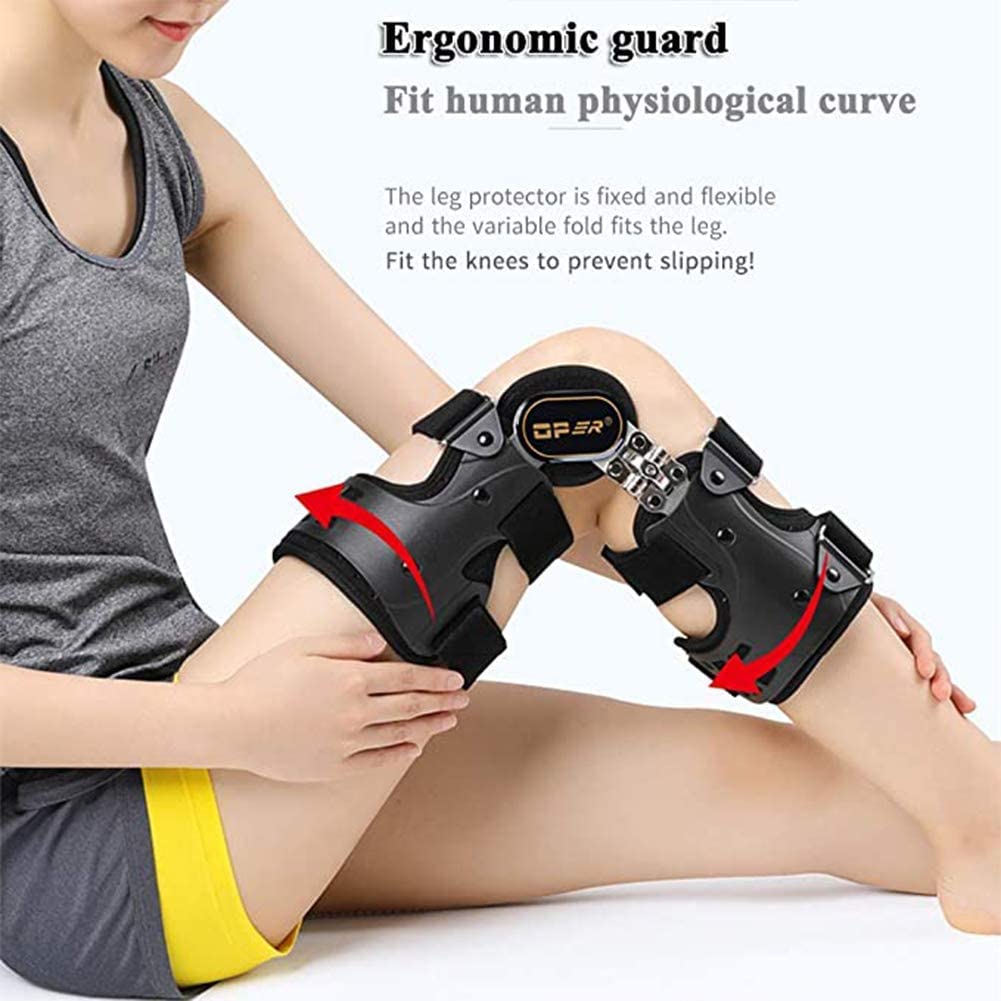 TSUSF Adjustable Hinged ROM Knee Brace With Strap, Post OP Patella Injury Immobilizer Brace Orthopedic Guard Protector Full Leg Stabilizer Knee Orthosis Splint (Color : Right)