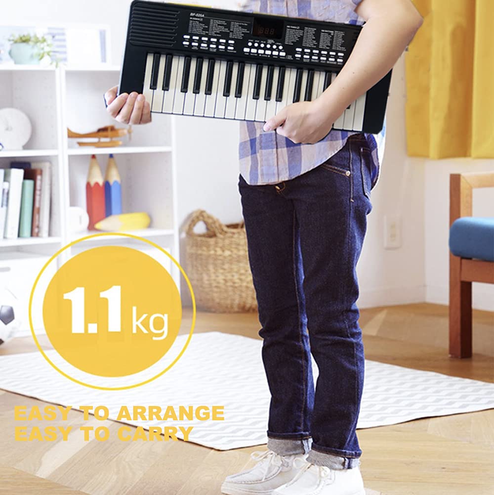 SUNLP 37-Key Electronic Keyboard, Multi-Function Portable Electric Piano Keyboard With Double Speaker, Built-in Chargeable 3.7V Li-ion Battery With Microphone For Kid Beginners Portable Use