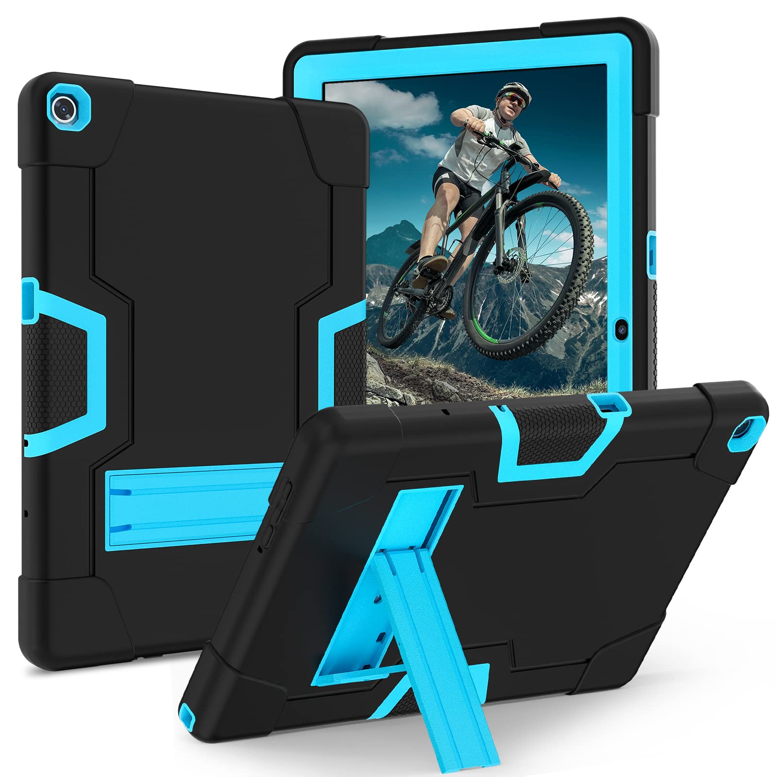 WESOROL for Walmart ONN 10.1 Inch Tablet Case Gen 2 2020 (Model 100011886) Only, Shockproof Kids Friendly Heavy Duty Hybrid Rugged Case with Built-in Kickstand for ONN 10.1 Tablet, Black+Blue