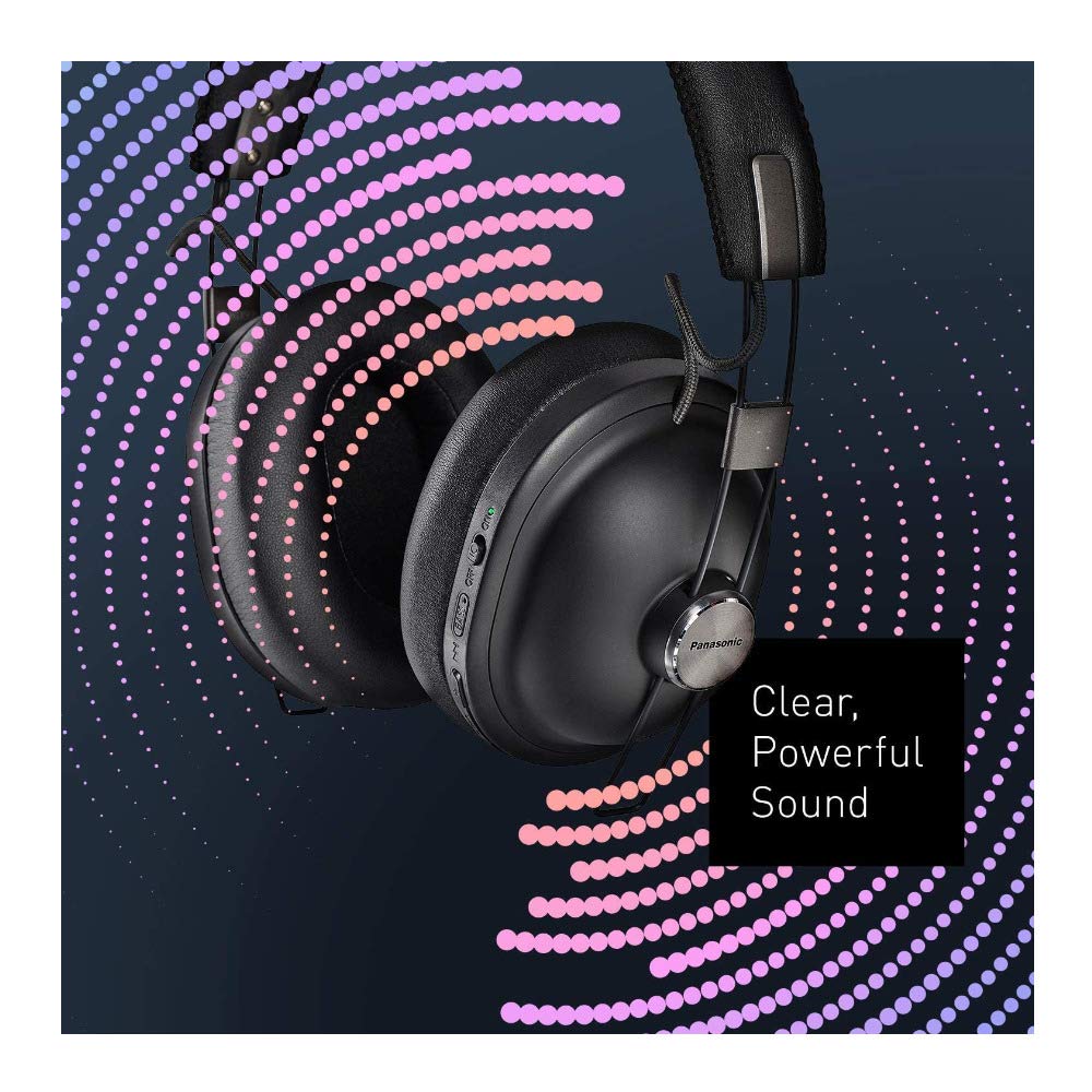 Panasonic Retro Noise Cancelling Bluetooth Wireless Headphone with Voice Assist, Microphone, Deep Bass Enhancer, 24 Hours Playback -RP-HTX90N-K (Black)
