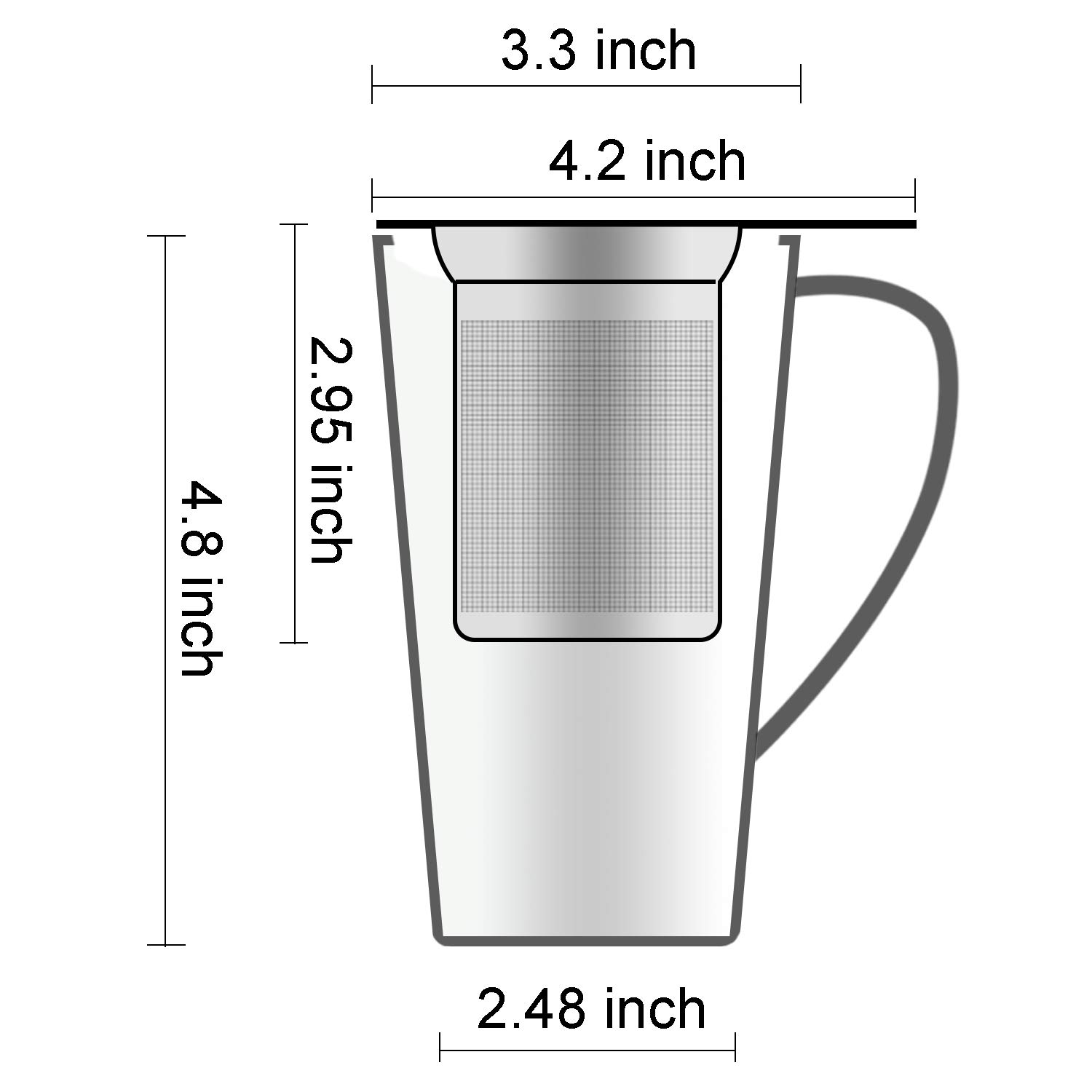 TOSSOW Ceramic Tea mug with Infuser and Lid 14oz Steeping Tea Cups Single Cup Loose Tea Brewing System Teaware with Filter(Dark Blue)