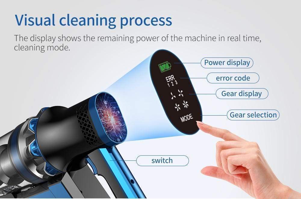 Proscenic P10 Cordless Vacuum Cleaner, 22000Pa Powerful, LED Touch Screen, 4 Adjustable Suction Modes, Removable Battery, 4-in-1 Handheld for Carpet Hard Floor Car Pet Hair, Blue