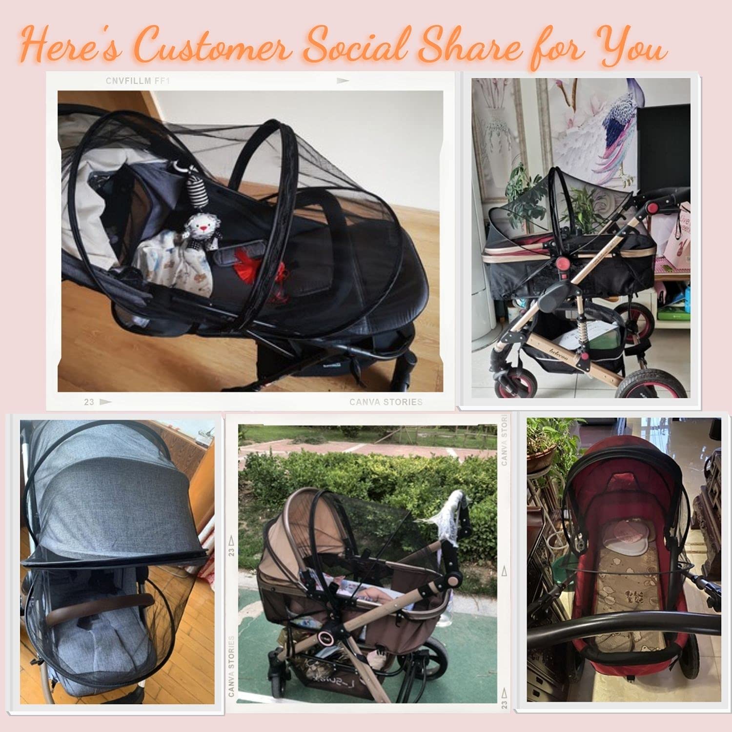 Stroller Bug net, Universal Mosquito net for Stroller, Unique Double Zipper Design-Great Accessories for Baby Stroller-Easy to Install and Portable-Fit for Graco Strollers, Car seat,Bassinet,Cradle