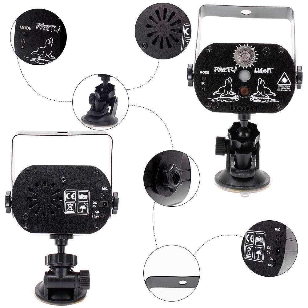 U`King DJ Disco Party Lights 3 Lens RGB Stage Lighting Strobe Light by Remote and Sound Activated Control for Parties Birthday Wedding Room KTV Bar Live Show