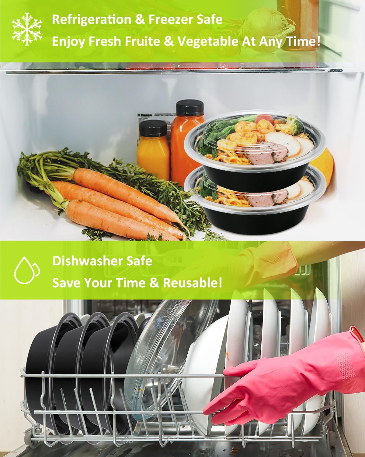 SHOPDAY Meal-Prep-Containers-[35 Pack] 24 oz Plastic-Food-Storage-Containers-with-Lids, Disposable-Food-Prep-Containers-Microwave-Safe, Meal-Prep-Bowls-Reusable, BPA Free To-Go-Contianers-for-Lunch