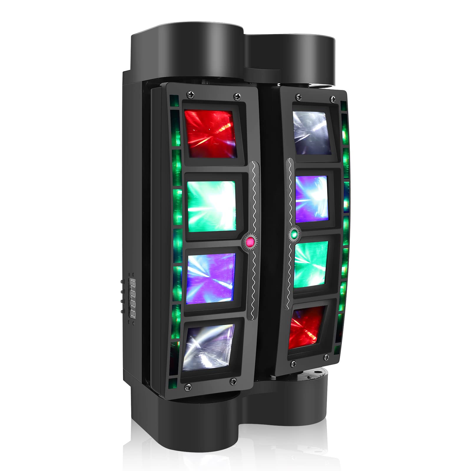 U`King Spider Moving Head Light 8x10W RGBW LEDs Beam DJ Lights and 2 Pixel Light Strips and 2 RG Laser Lights, Sound Activated/DMX-512 Control Perfect for Party Disco Wedding Live Stage Lighting