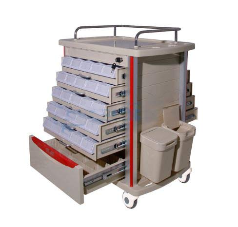 MS3C-200T, Lite Mobile Bin Cart with Chart Rack, Drawer Dividers