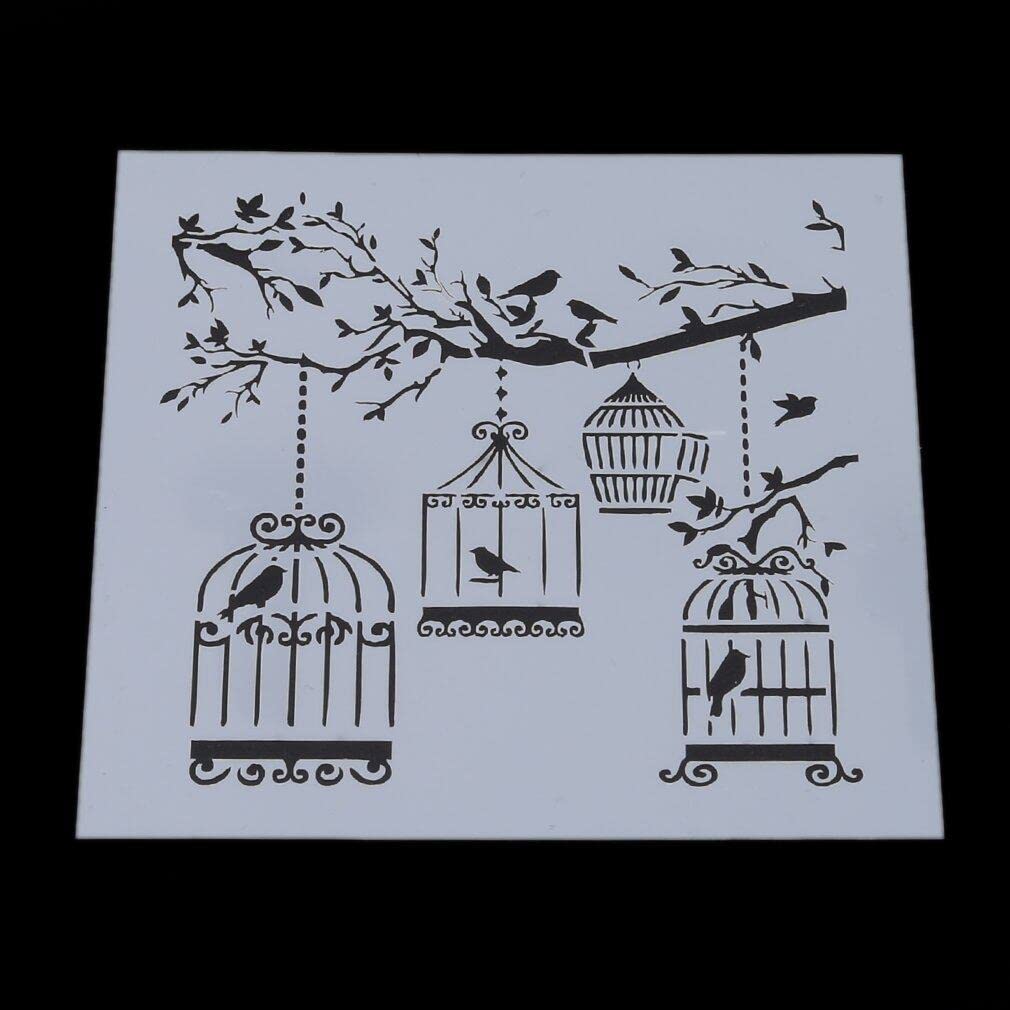U-K Bird Cage DIY Crafts Stencil for Painting Scrapbooking Embossing Gift Paper Cards Template Scrapbooking Tool Portable