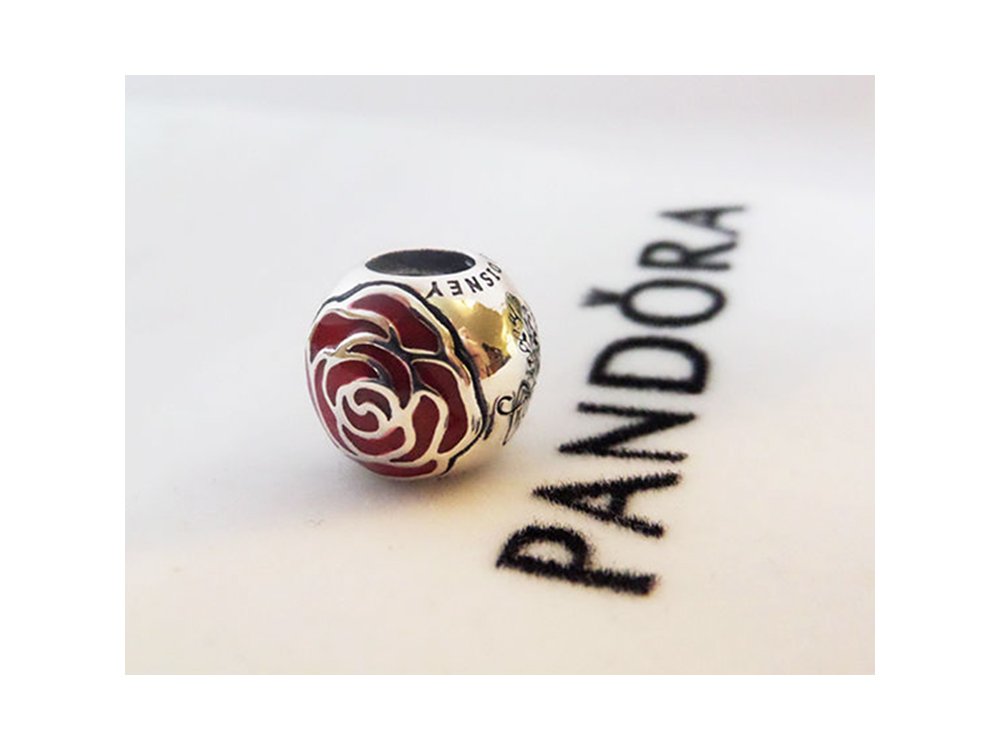 Pandora 791575EN09 Charm Disney, Belle's Enchanted Rose with Red Enamel