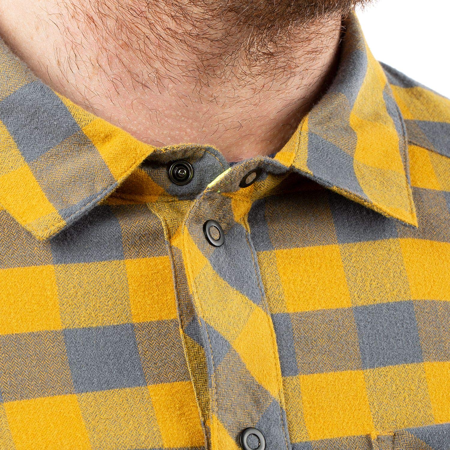 PEARL IZUMI Men's Rove Long Sleeve Shirt, Turbulence/Gold Plaid, Small