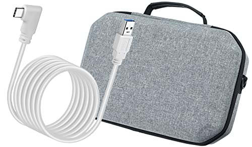 U5 Games Hard-Shell Carrying Case & 16FT Link Cable Kit for Meta Oculus 2, Travel Case and Oculus Protection | Holds Headset, Controllers, & Accessories | Included Link Cable, USB-A 3.2 to USB-C