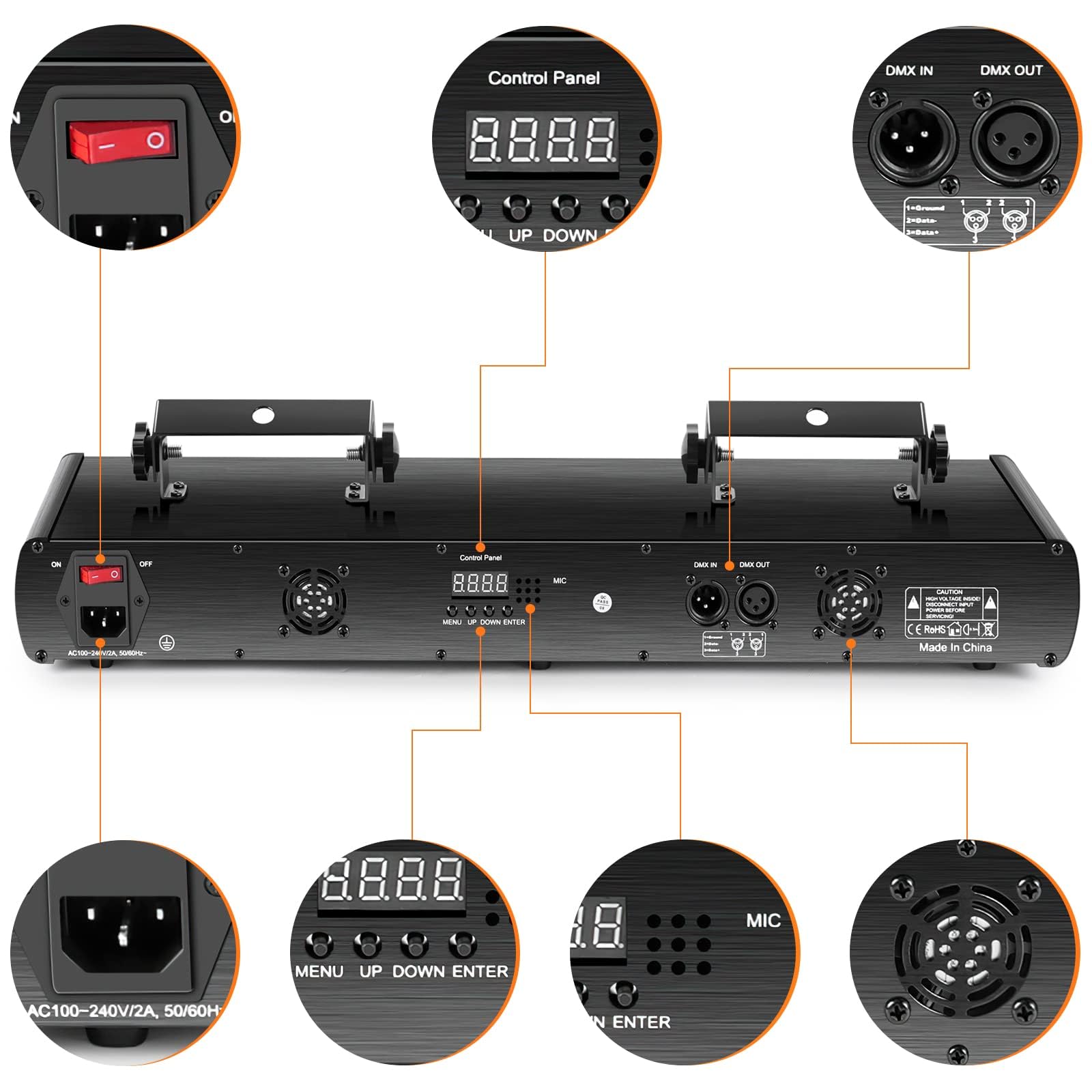 U`King Stage Laser Light DJ Light, 5 Beam Effect Sound Activated DJ Party Lights RGBYC LED Projector Party Lights Music Lights with Remote Control DMX for Dancing Birthday Bar Pub Stage Lighting