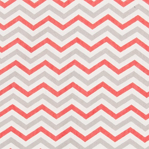 Trend Lab Coral and Gray Chevron Flannel Swaddle Blanket - Chevron Print Cotton, Coral, Gray and White, 48 in x 48 in