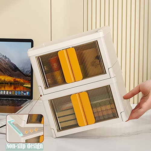 SAIBANGZI 0.72 Gal Desk Organizer Small Plastic Storage Bins with Lid Mini Office Organization and Storage Foldable Storage Basket for Organizing Cubby Containers for Office Supplies Coffee Snacks