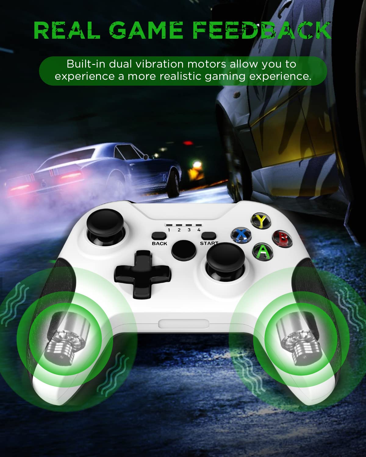 Rddmen Wireless Controller for Xbox One - 2.4GHz Dual Vibration Remote Compatible with Xbox 1/ X/ S/ Series X/ S/ PC (White)