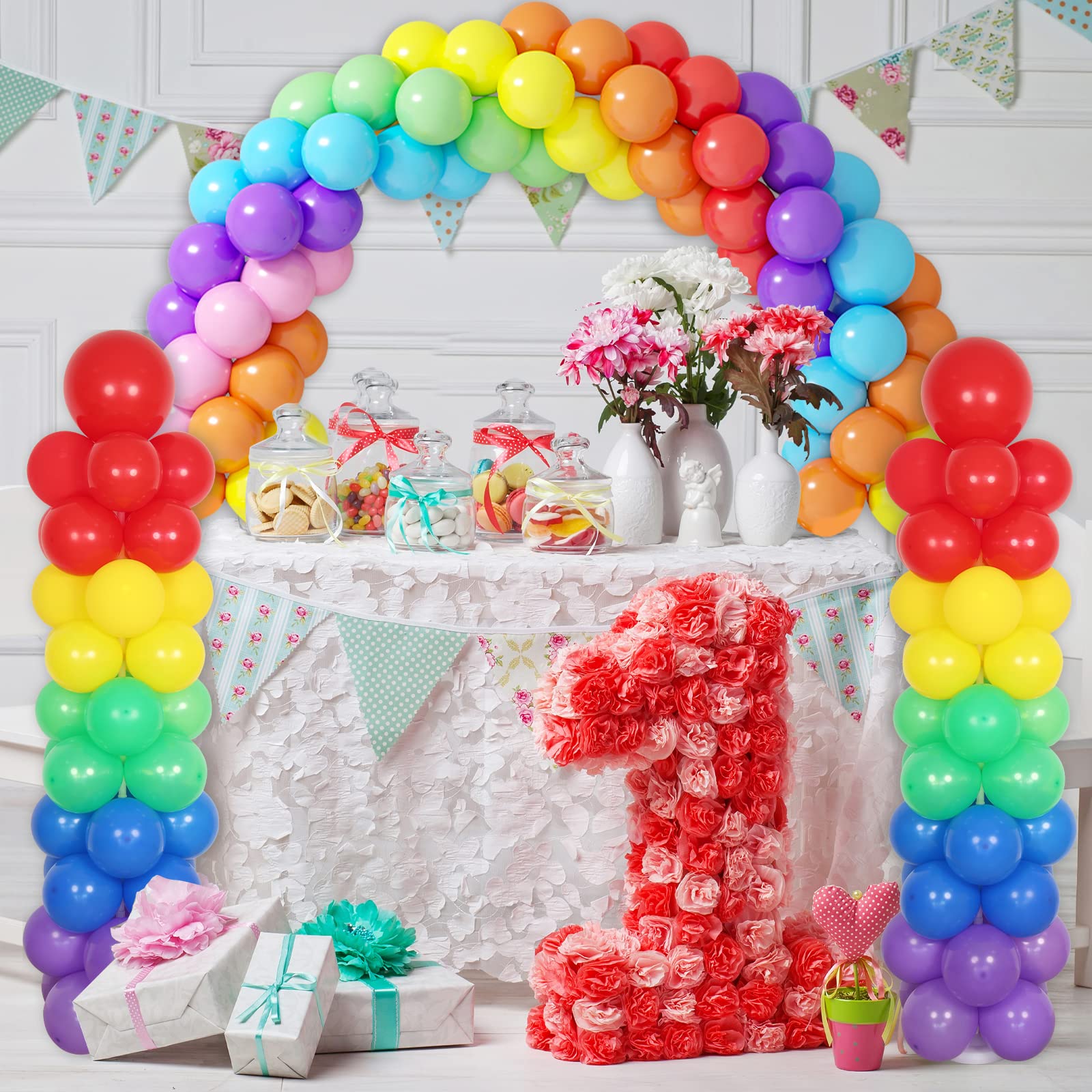 RUBFAC Table Balloon Arch Stand Kit for Wedding, Party, Graduation, Birthday, Photo Booth Decorations - 63 Inches, 2 Count