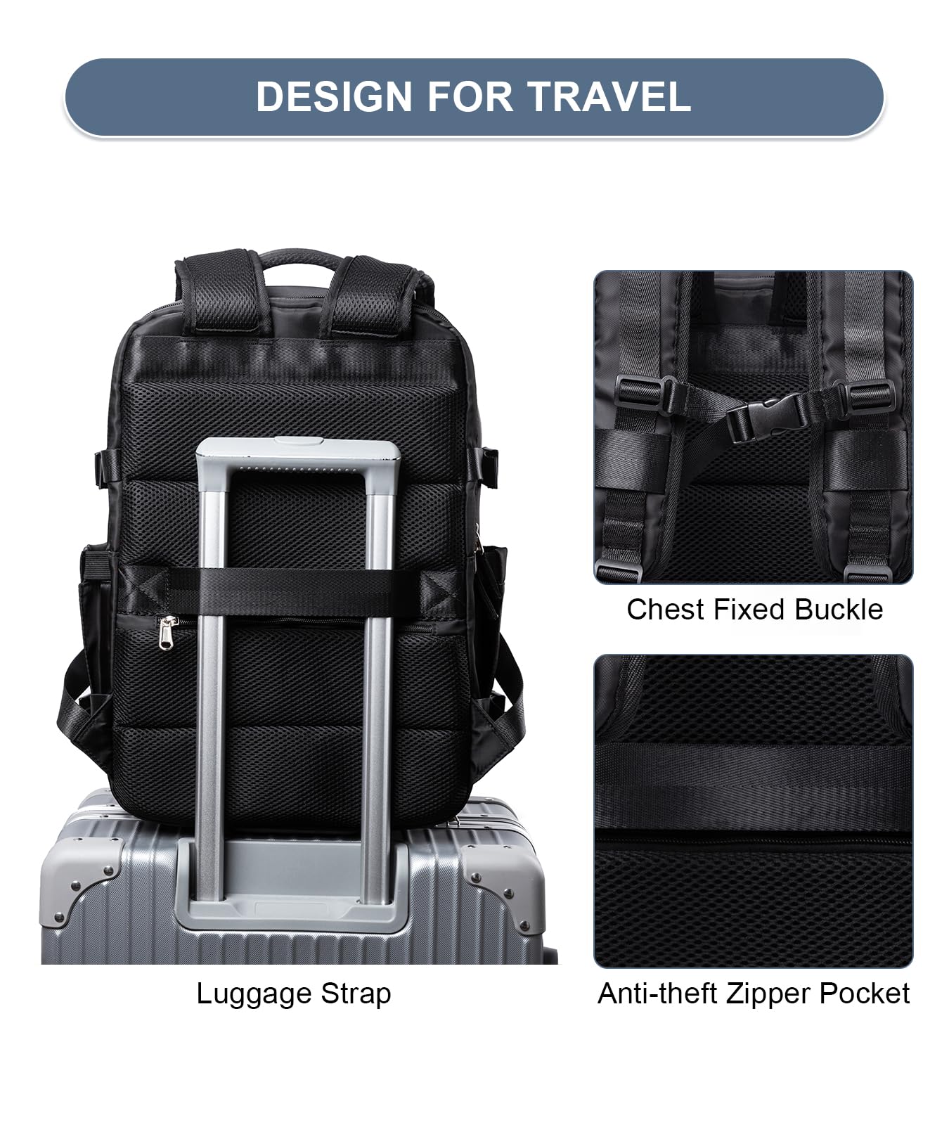 MOYYI Large Travel Backpack for Women 40L Carry on Fit 17inch Laptop Airplanes Approved Personal Item Size Suitcase for Daypack Hiking