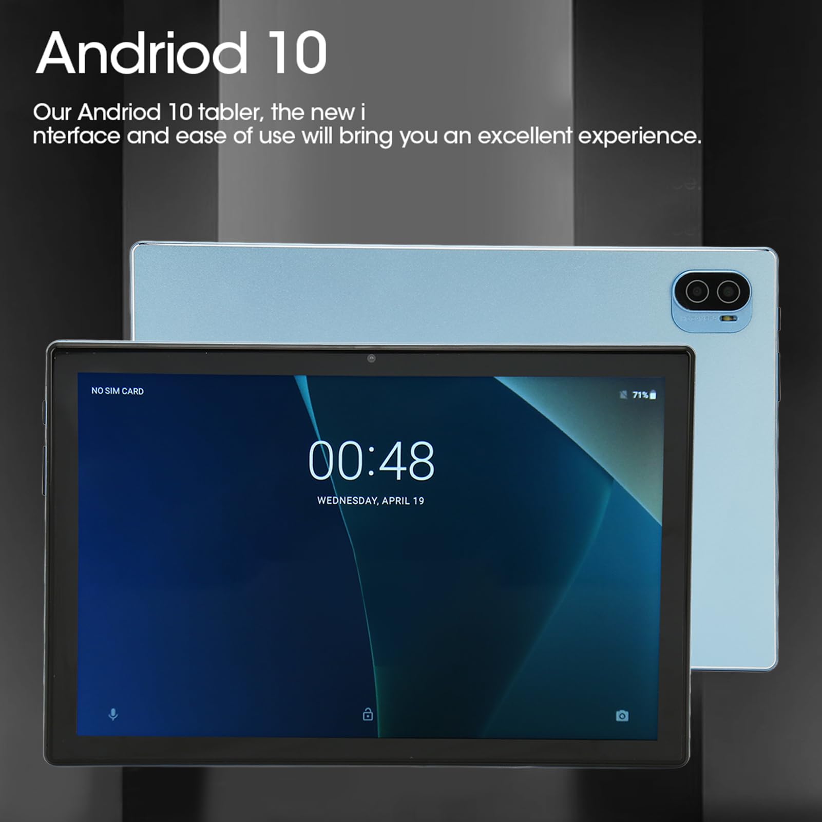 PUSOKEI 10.1 Inch Tablet Android12.0, 8GB RAM 256GB ROM, 1960X1080 Resolution, Dual Speakers, 7000mAh Battery, Support Calling, 5G WiFi, MT6755 8 core, 128G Memory Card (Blue)
