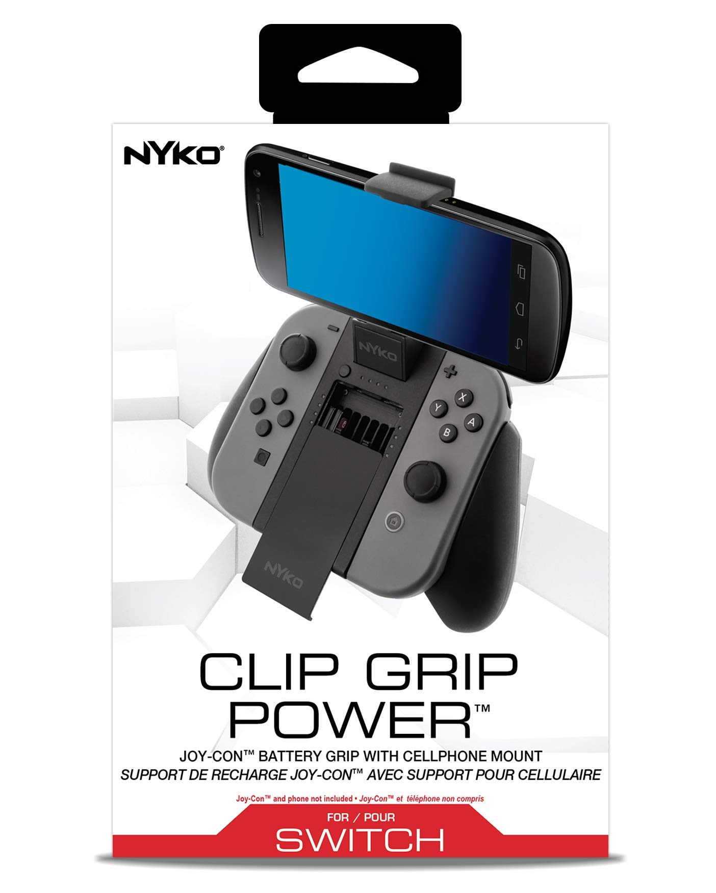Nyko Clip Grip Power - Joy-Con Grip with Cell Phone Mount, rechargeable battery pack, game storage and SD Card holder for Nintendo Switch