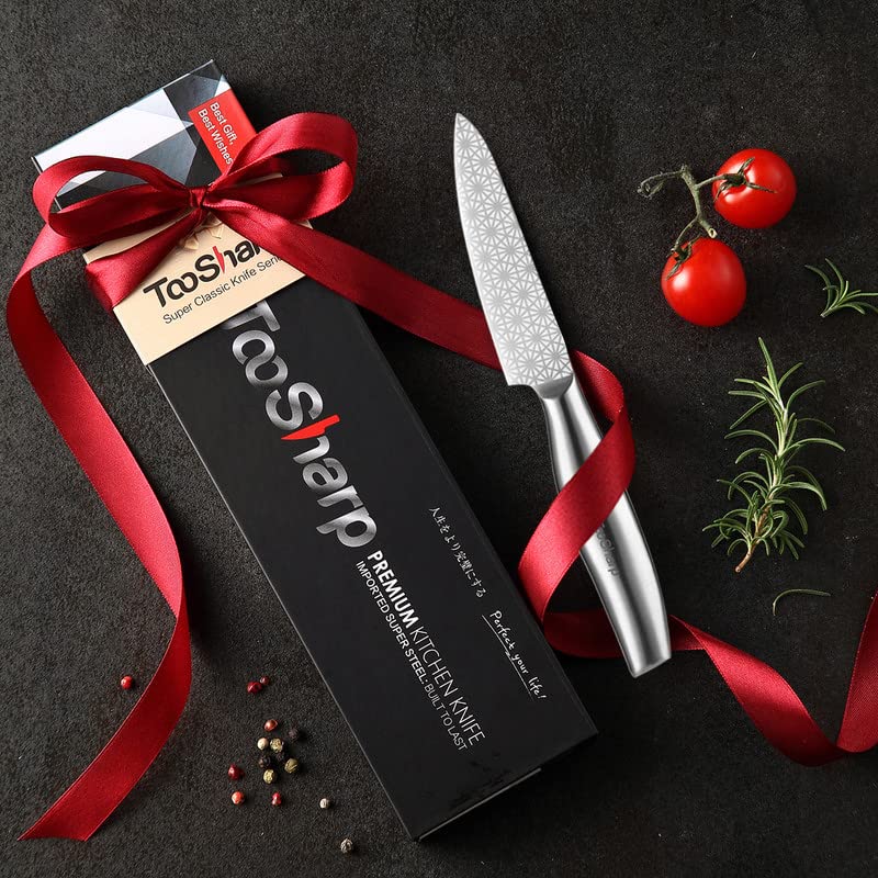 TooSharp Paring Knife, Kitchen Knife 3 Inch Forged with German Stainless Steel, Full Tang Ergonomic Handle, Super Sharp to Hold an Edge, for Paring, Chopping, Slicing Fruits Vegetables, Silver
