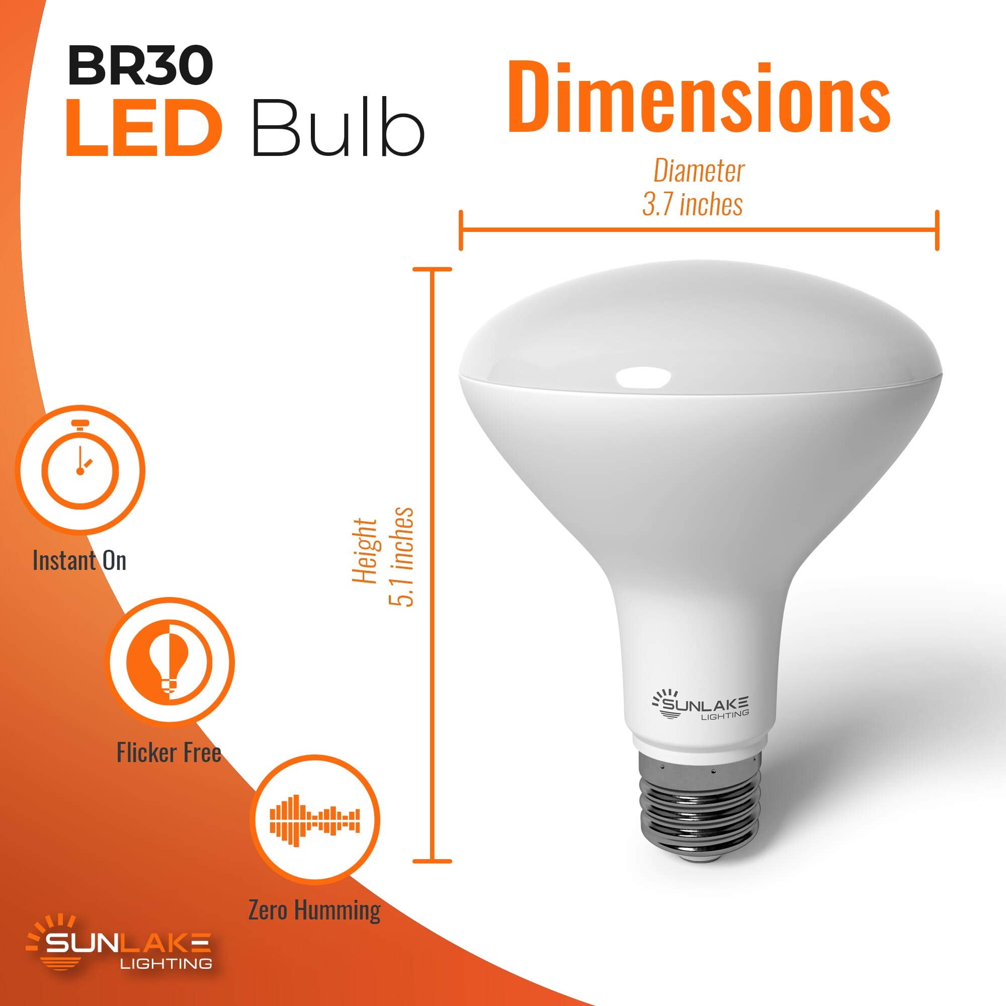SunLake 12 Pack BR30 led Flood Light Bulbs 8 Watt (65 Watt Equivalent), Dimmable Recessed Led Can Light Bulbs 5000K Daylight, E26 Base, Energy Efficient- UL & Energy Star