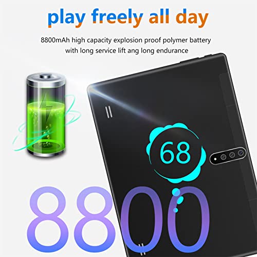 PUSOKEI 10.1in Tablet PC, HD Calling Tablet, IPS Touch Screen, 10 Core CPU, 4GB & 64GB, 128GB Expand Android 11 Tablet with 5 & 13MP Camera, 2.4G/5G WiFi, BT, 8800mah Battery (Black)(US)