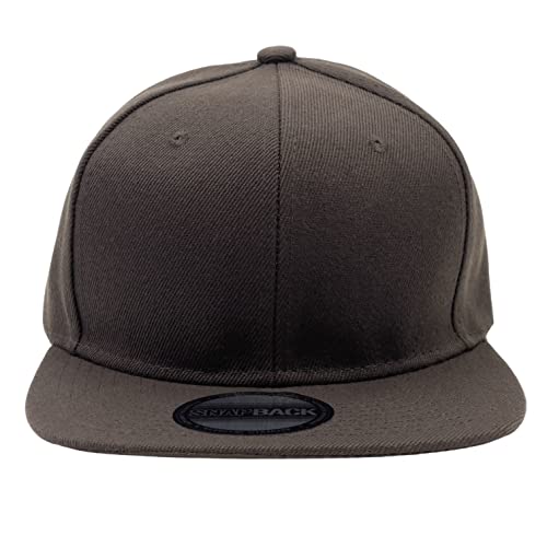 Utmost Classic Snapback Baseball Cap Hat Hip Hop Style Flat Bill Visor Blank Solid Color Camouflage Adjustable Size (Brown)