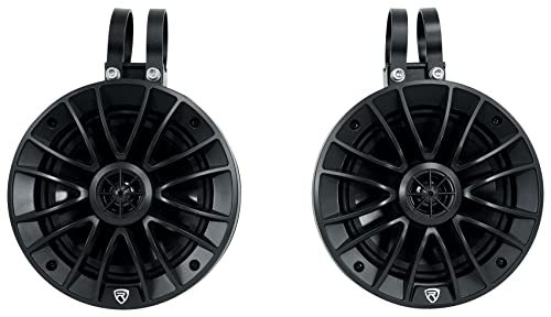 Rockville PT65BR 6.5" Powered Bluetooth LED Tower Speakers for ATV/UTV/RZR/Cart, Black