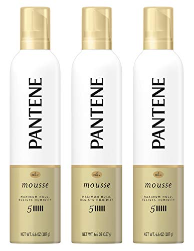 Pantene Pro-V Hair Mousse - Maximum Hold (5) - Resists Humidity - Net Wt. 6.6 OZ (187 g) Per Can - Pack of 3 Cans