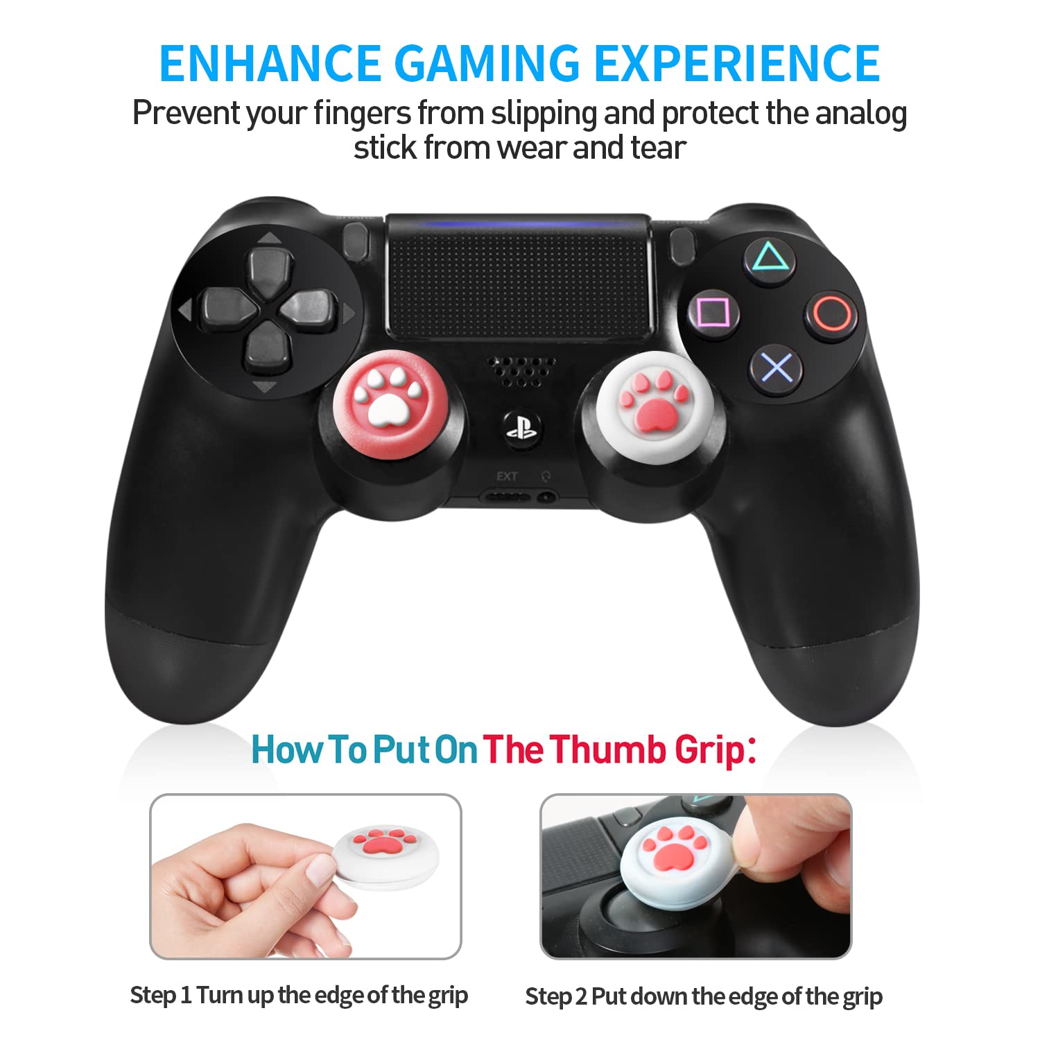 Thumb Grips for PS4 PS5 Controller – 5 Pairs Thumbstick Control Caps Joystick Analog Stick Covers Replacement Skin Decal Accessories for Playstation 4 5 Dualshock Dualsense, Switch Pro Controller