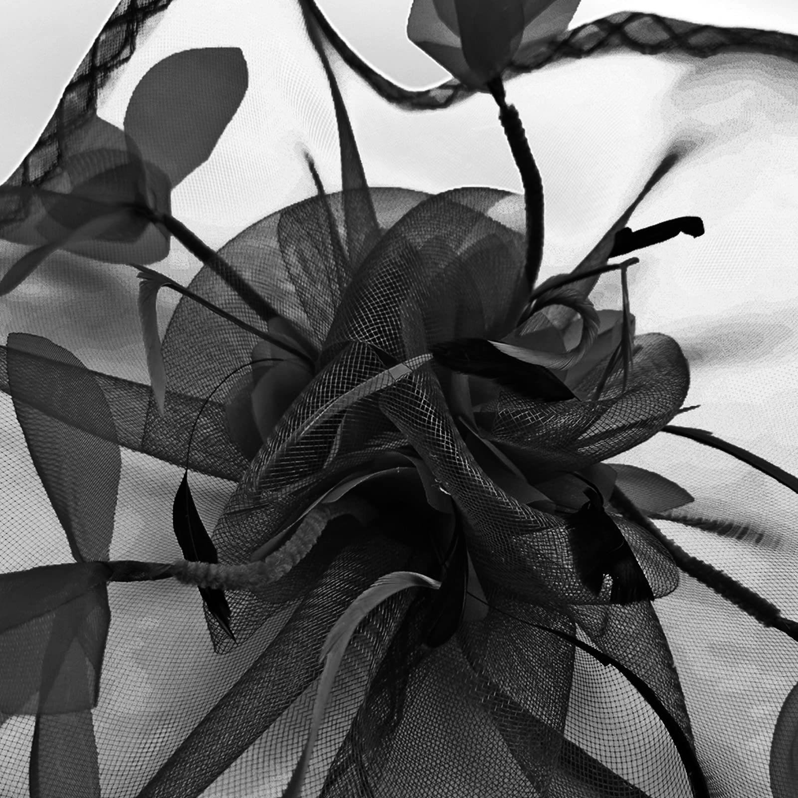 TS Fascinators Hat Mesh Floral Feather Fascinator Headband for Wedding Cocktail Tea Party or Special Occasion Ruffle Hat Large