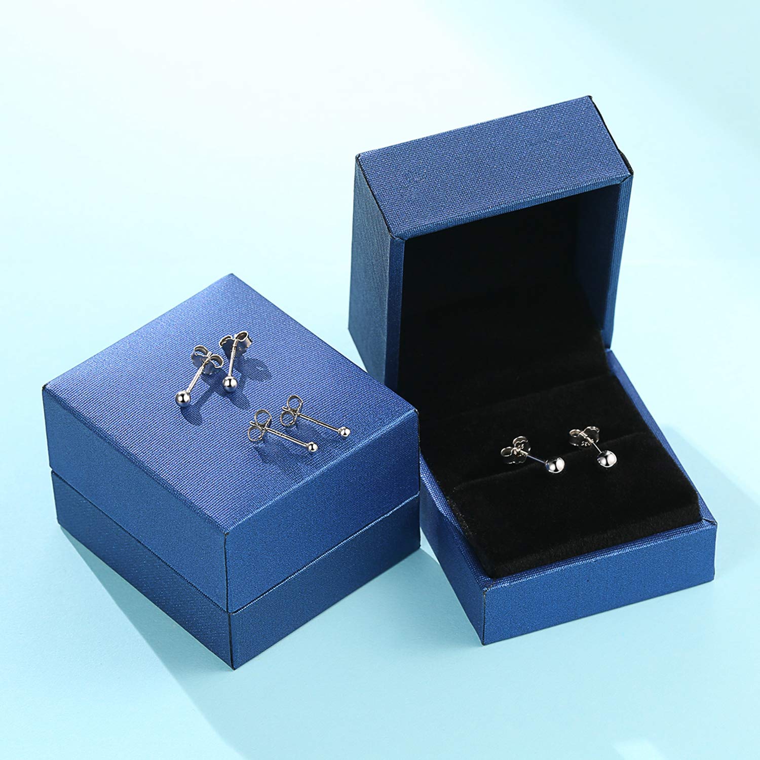 Sterling Silver Ball Stud Earrings Set of 3 Pairs 2mm 3mm 4mm Tiny Balls Earring Hypoallergenic Jewelry (Silver)