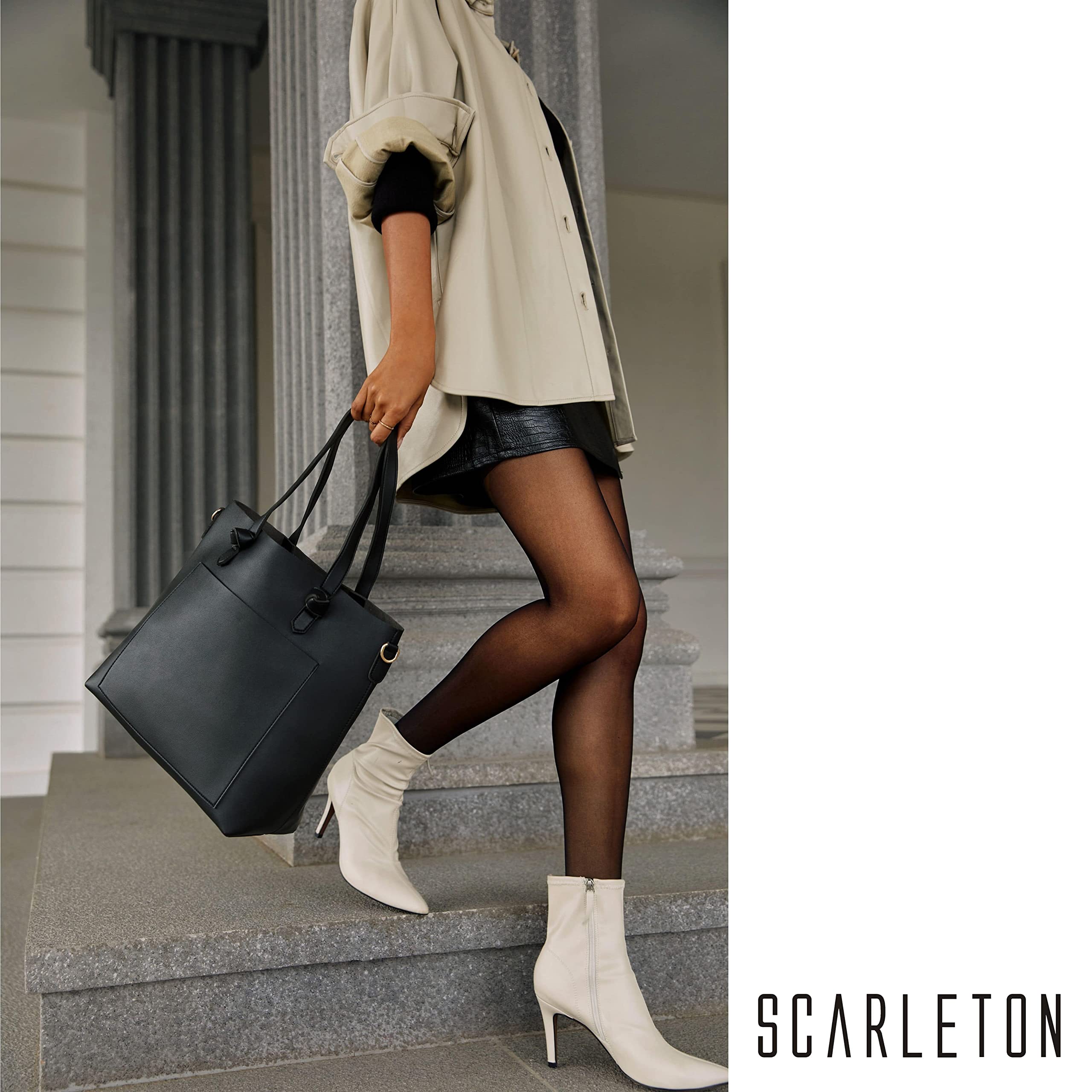 Scarleton Tote Bag for Women, Top Handle Purses, Satchel Handbag, Faux Leather Hobo, Shoulder Bag, Crossbody Bag, H1156208142 - Light Brown