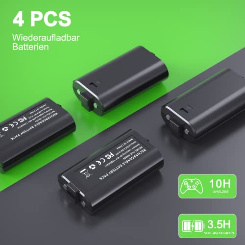 Rechargeable Battery Packs for Xbox One/Xbox Series X|S,YCCTEAM 4x1200mAh Battery Packs Charger Station for Xbox Series X|S, Xbox One S/One X/One Elite Controllers-Accessories Kit for Xbox One