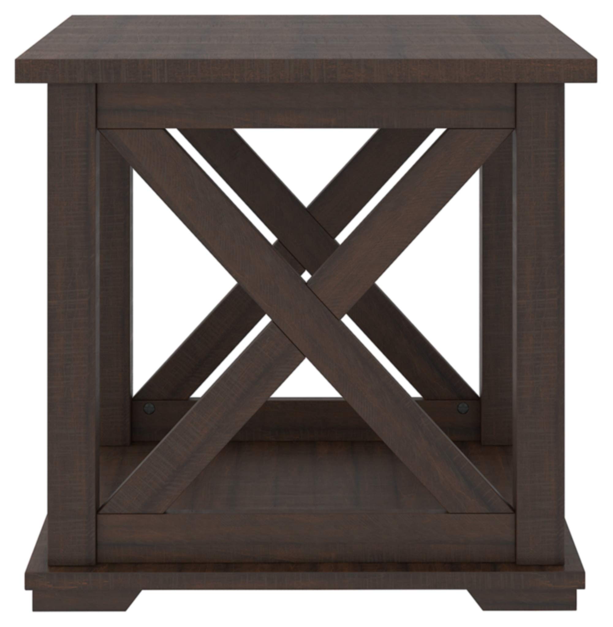 Signature Design by Ashley Camiburg Modern Farmhouse End Table with Crossbuck Details, Brown