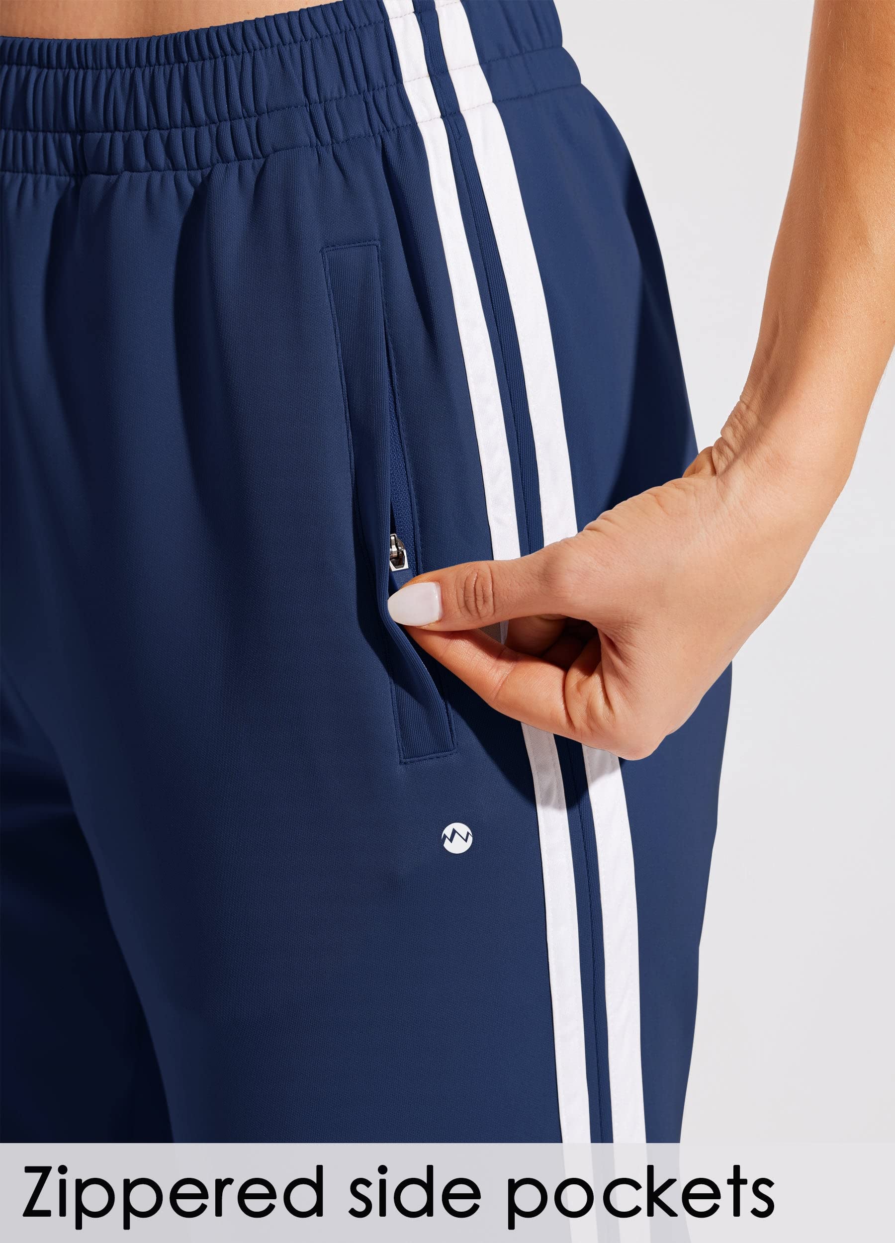 Willit Women's Track Pants Warm Up Athletic Running Sweatpants Sports Training Pants Straight Leg with Zipper Pockets Navy Blue M