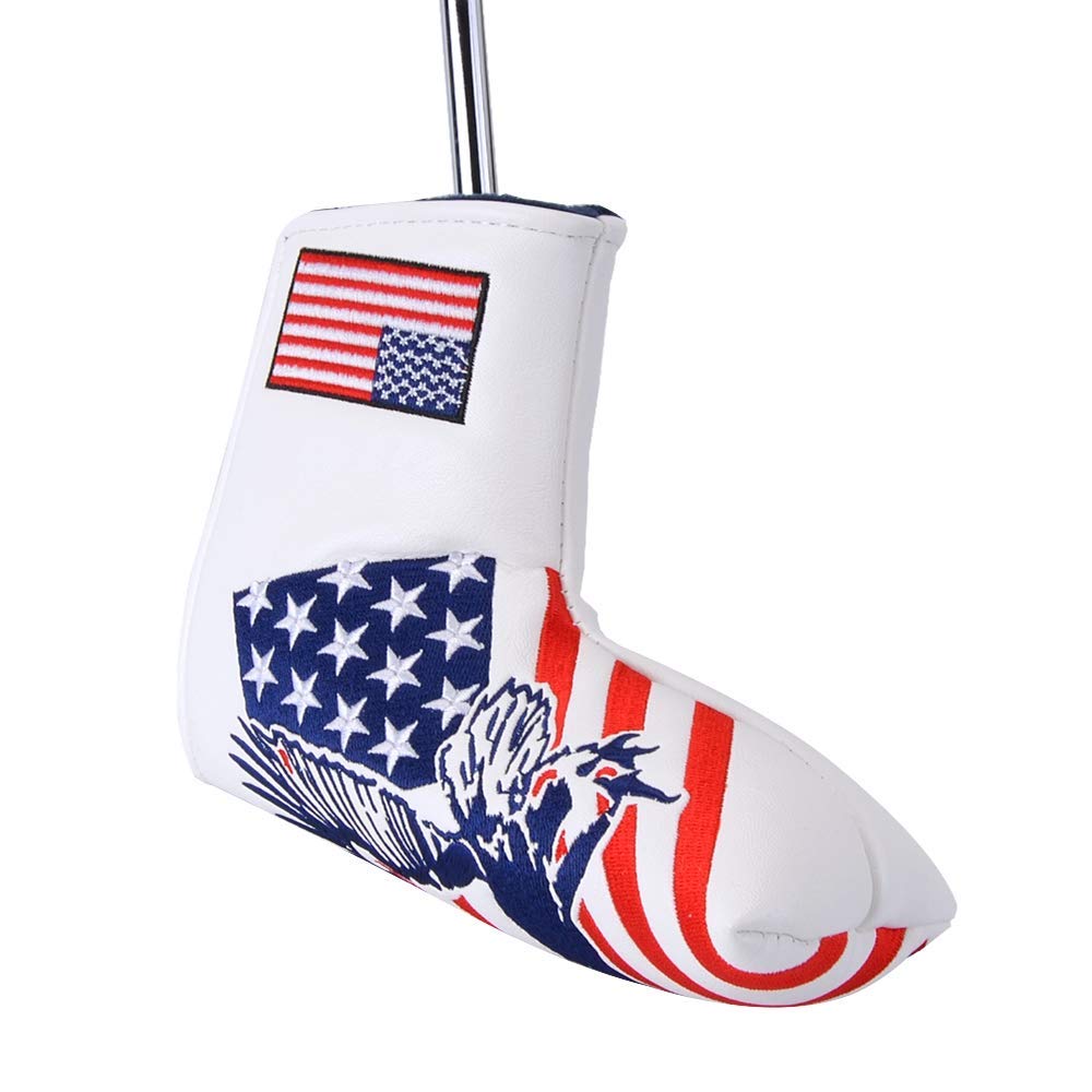 PLUSKER Golf Club Head Cover USA Flag and Eagle Pattern for Blade Putter Magnetic Closure Patriotic Headcover