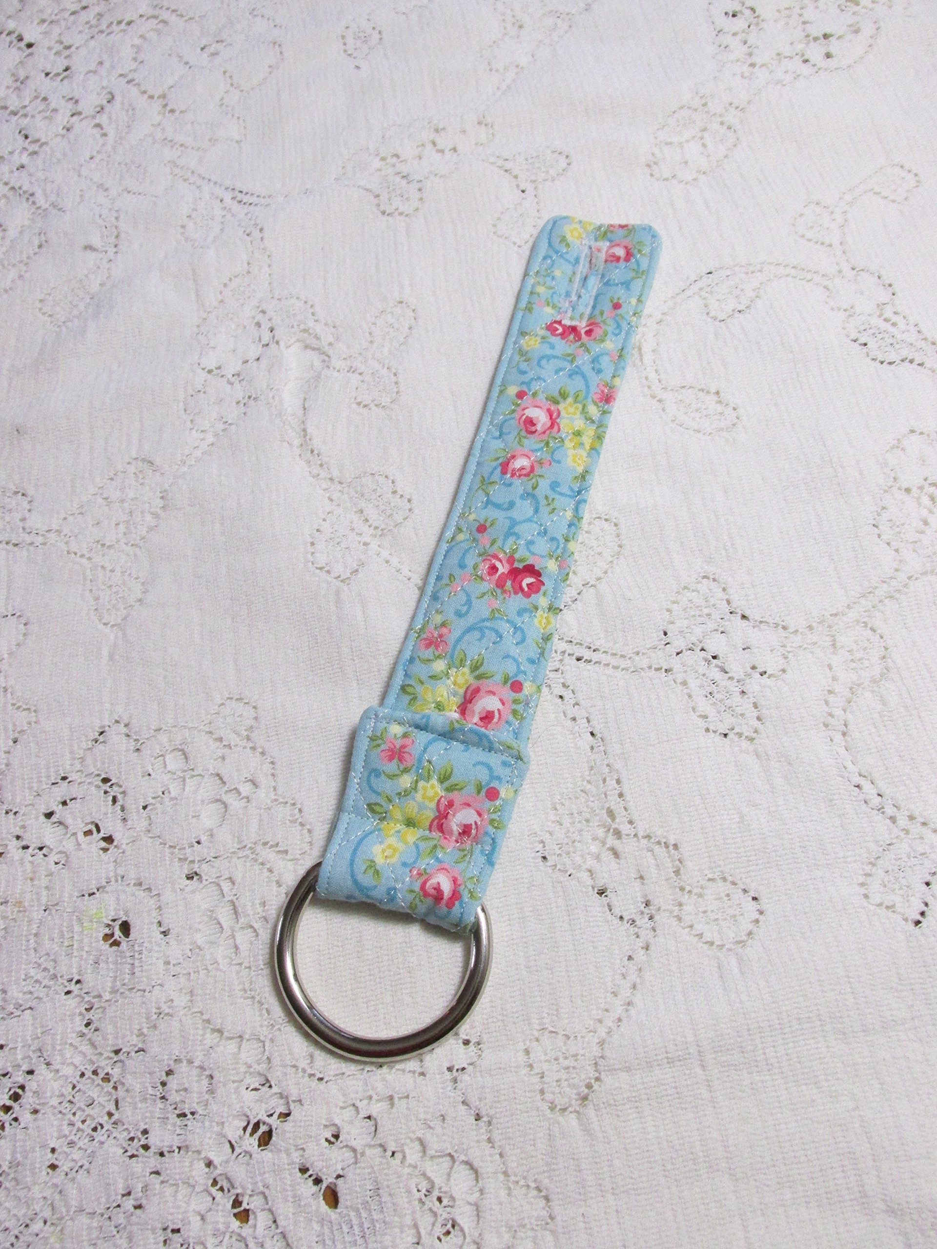 Shabby Chic Blue Roses Quilted Kitchen Towel Holder - Heavy-Duty D-Ring - Kitchen Towel Hanger - Towel Keeper