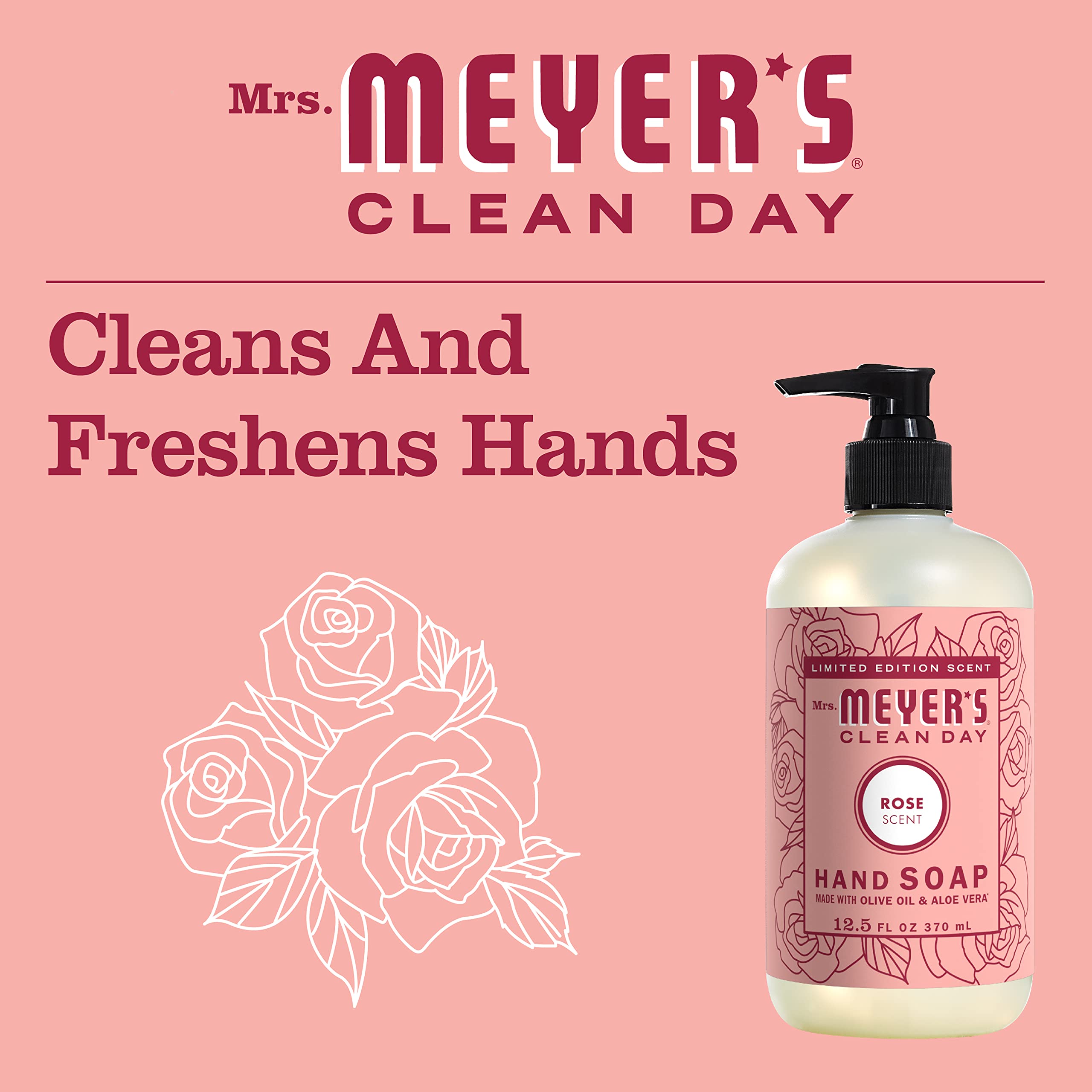 Mrs. Meyer's Clean Day Liquid Hand Soap Rose (12.5 Fl Oz (Pack of 3))