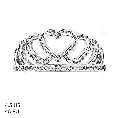 Pandora Jewelry Hearts Tiara Cubic Zirconia Ring in Sterling Silver, Size 4.5