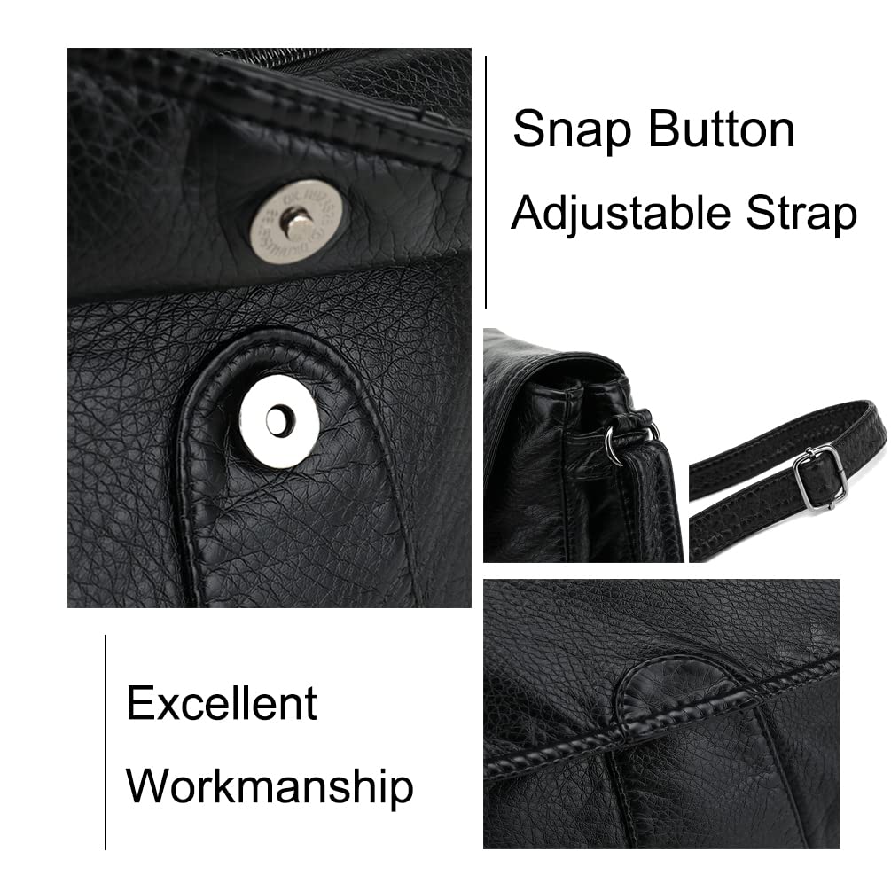ZOVYRON Soft Leather Crossbody Purse for Women, Lightweight Crossbody Bag Multi Pocket Flapover Shoulder Bag