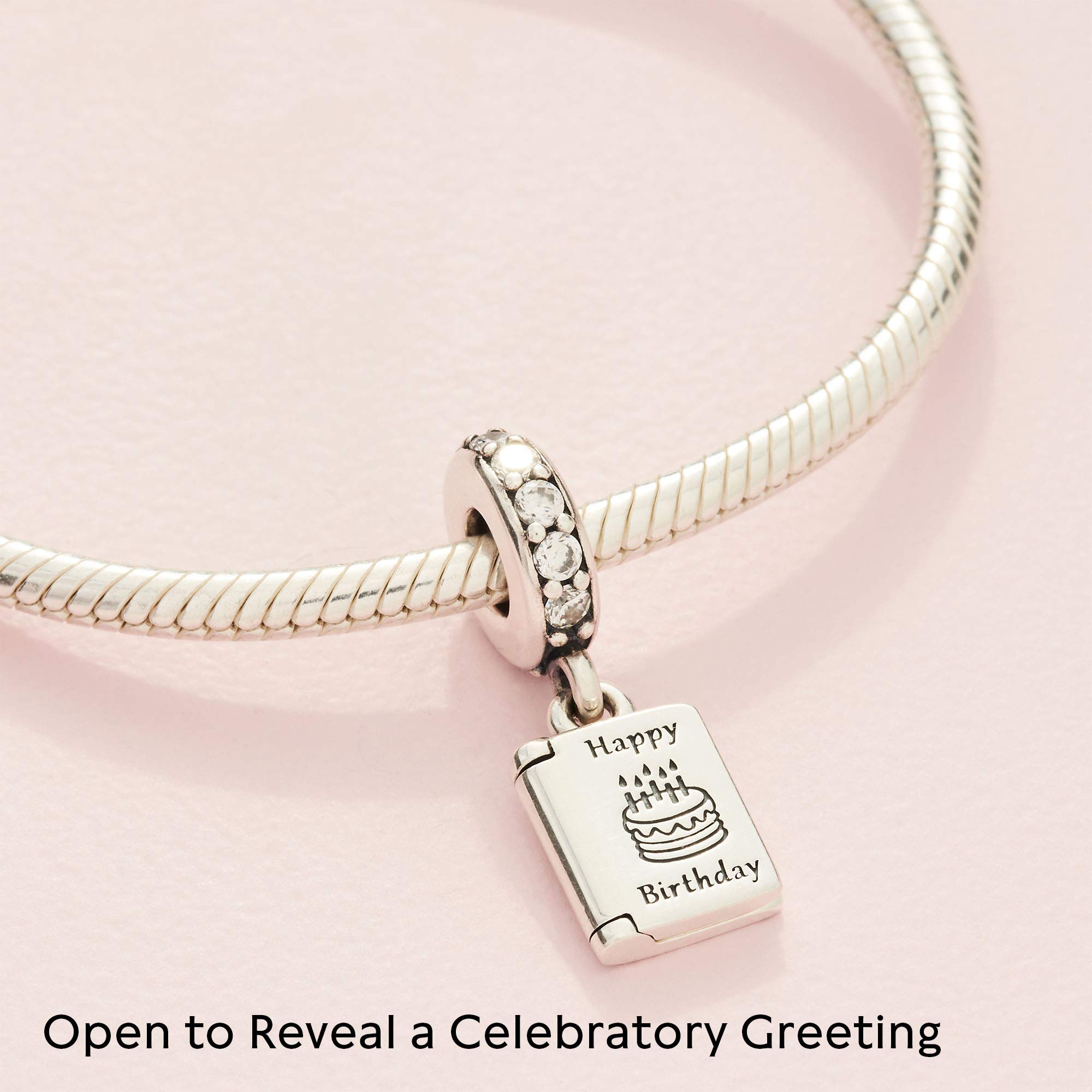 Pandora Jewelry Birthday Card Dangle Cubic Zirconia Charm in Sterling Silver
