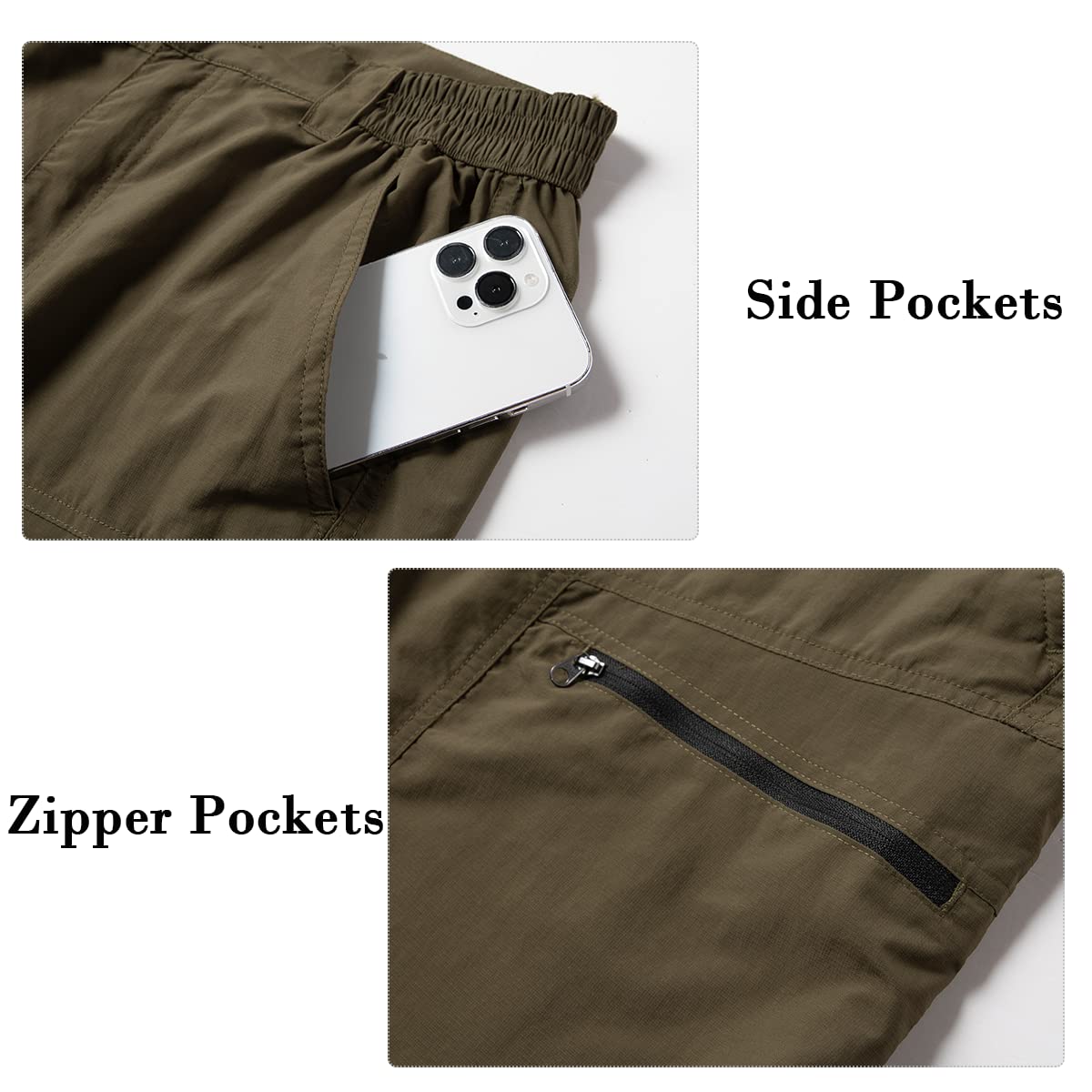 Msmsse Men's Hiking Cargo Shorts Quick Dry Outdoor Work Tactical Shorts with Multi Pockets for Fishing Army Green US 34