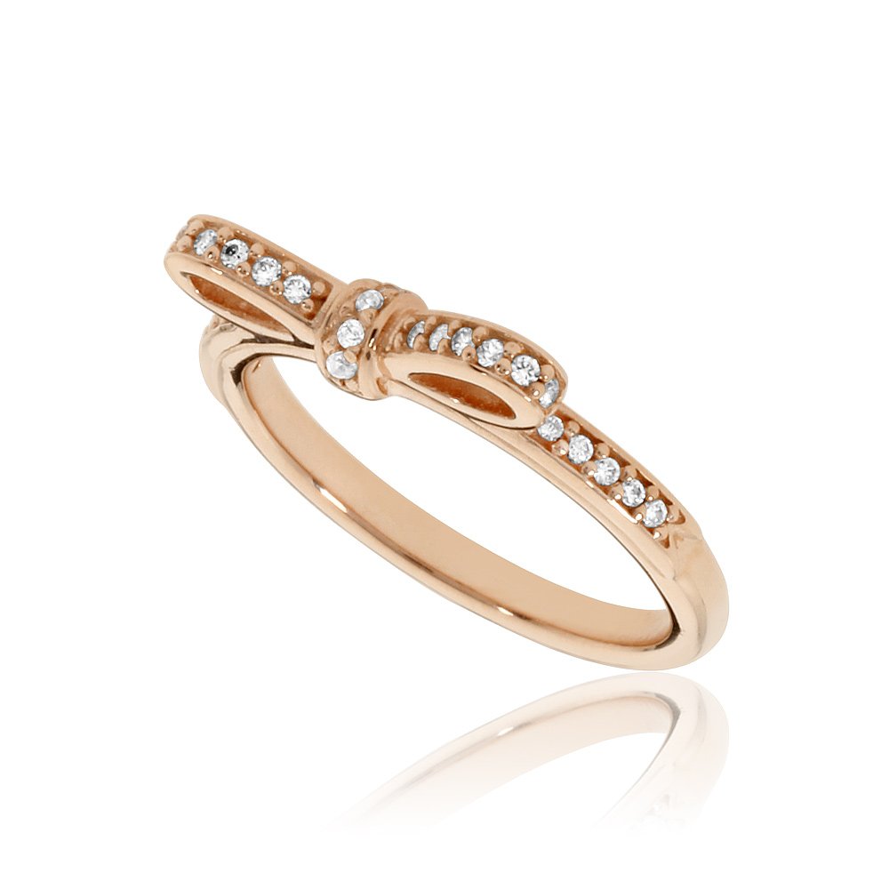 Pandora Jewelry Classic Bow Cubic Zirconia Ring in Rose, Size 4.5