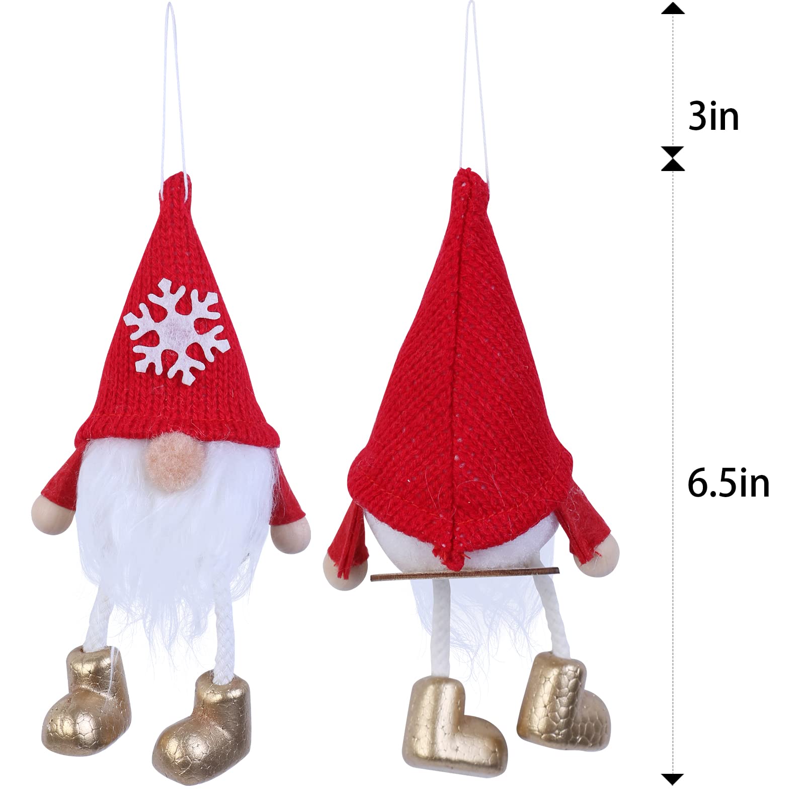 MYH DECO 6 Pack Gnome Plush Christmas Gnome Decorations Ornaments Set - Xmas Gnome Plush Scandinavian Santa Beard Ornaments for Christmas Tree Home Decor