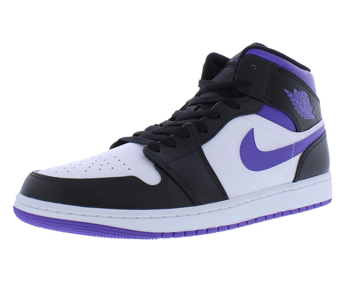 Nike Men's Air Jordan 1 Mid Sneaker, Black/Dark Iris-white, 10.5